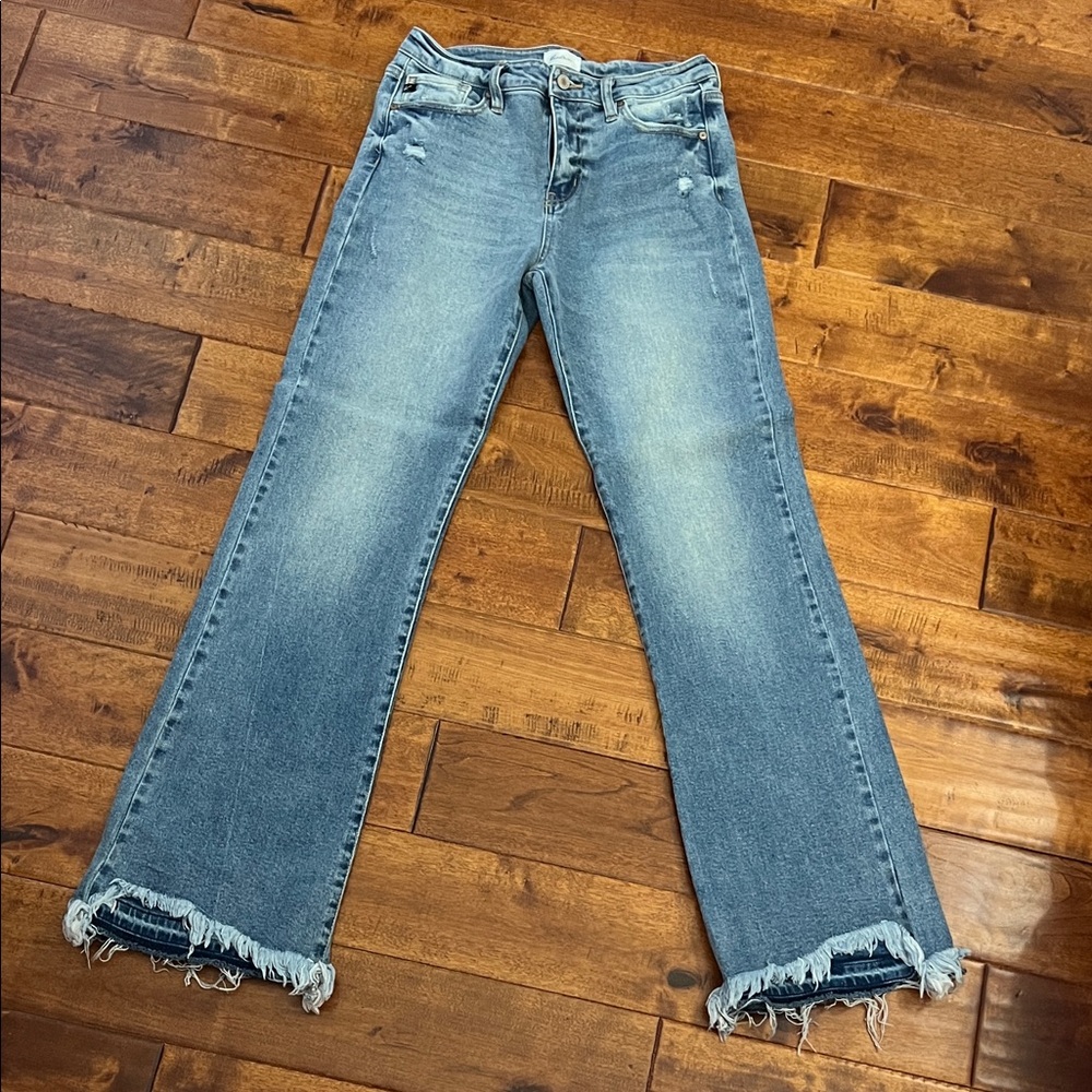 Kancan Light Blue Distressed Flare Jeans - Gem